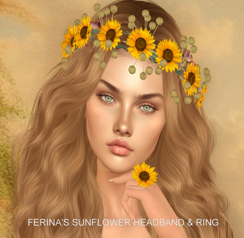 Second Life Marketplace - !FERINA'S sunflower HEADBAND and RING
